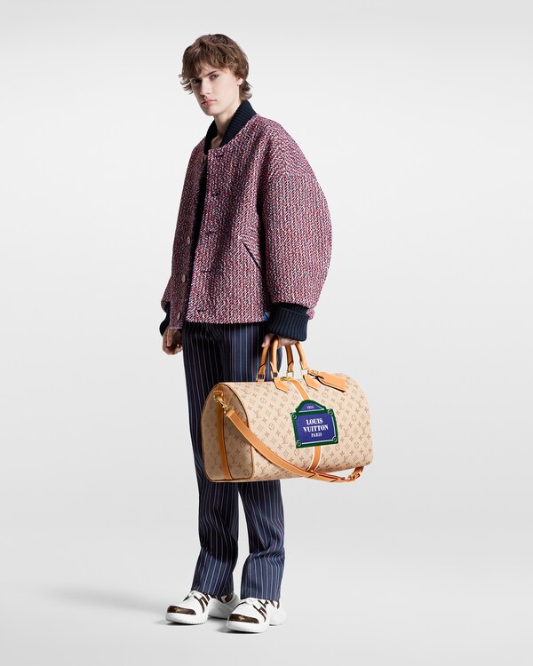 Tricolour Bouclé Tweed Varsity Jacket - Luxury Red | LOUIS VUITTON