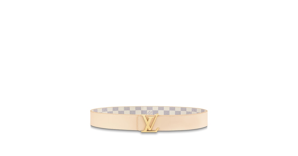 LV Initials 40MM Reversible Belt - Luxury Damier Azur Canvas Beige ...