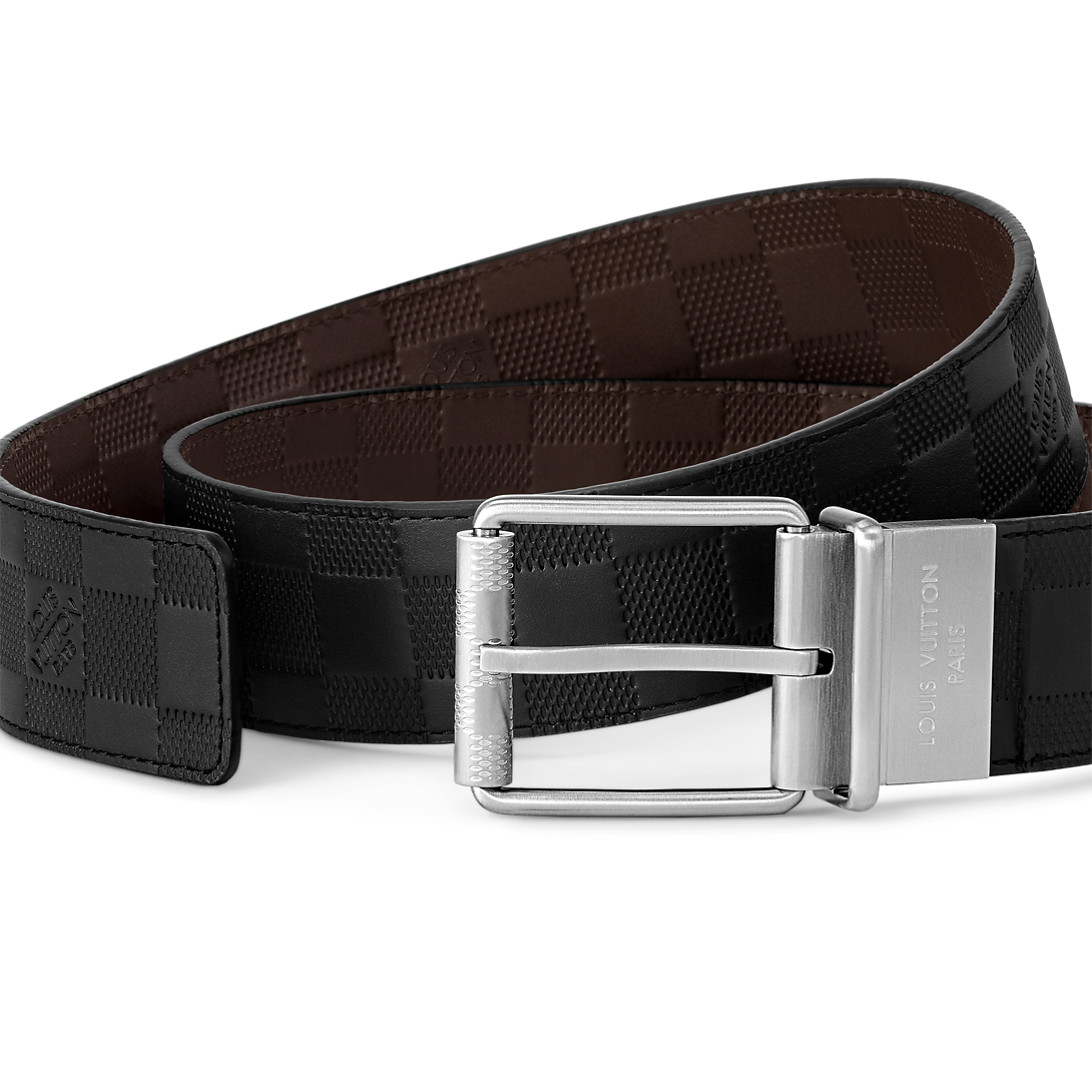 Damier Print 40MM Reversible - Luxury Damier Infini Leather Black ...