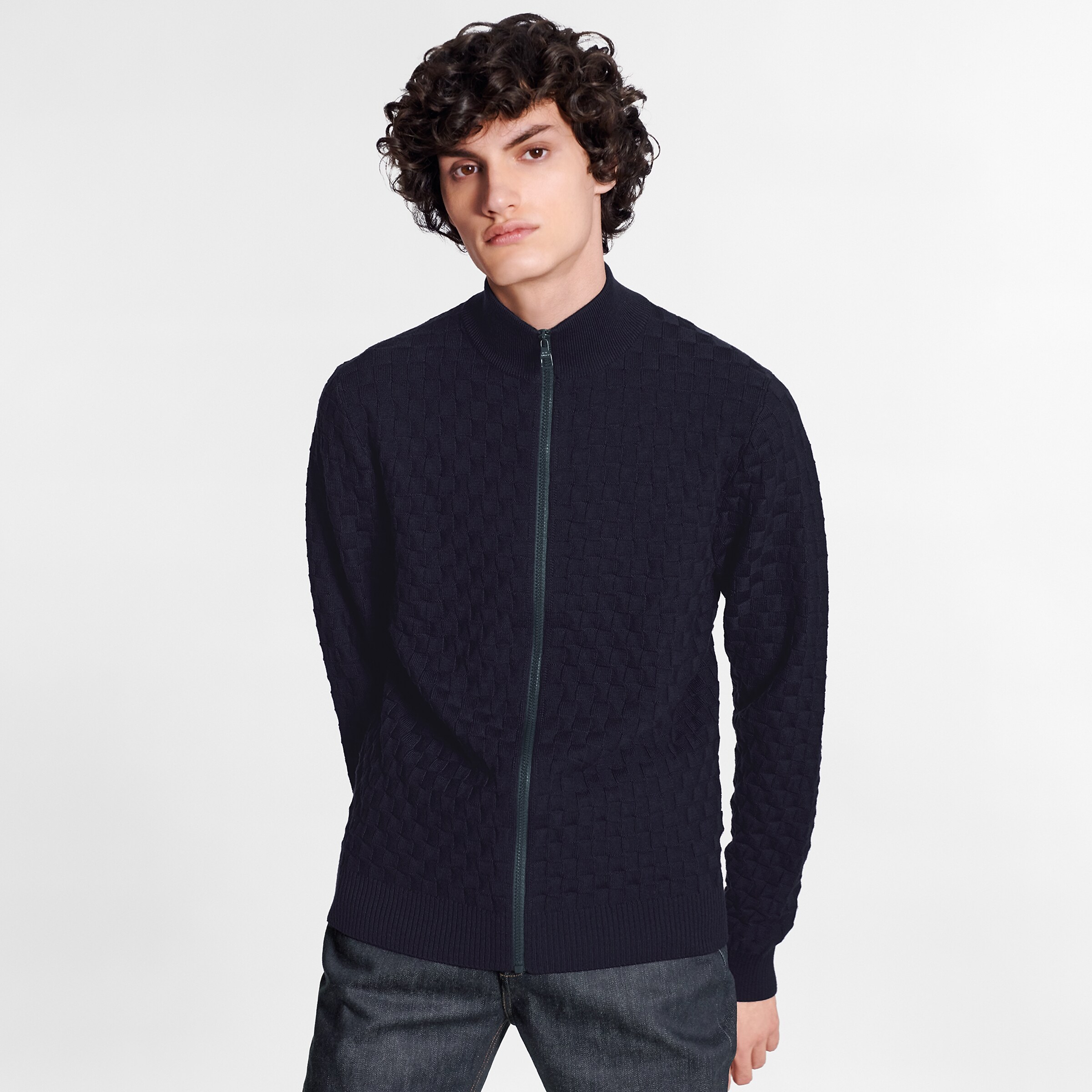 Damier Signature Zip-Through Cardigan - Luxury Blue | LOUIS VUITTON