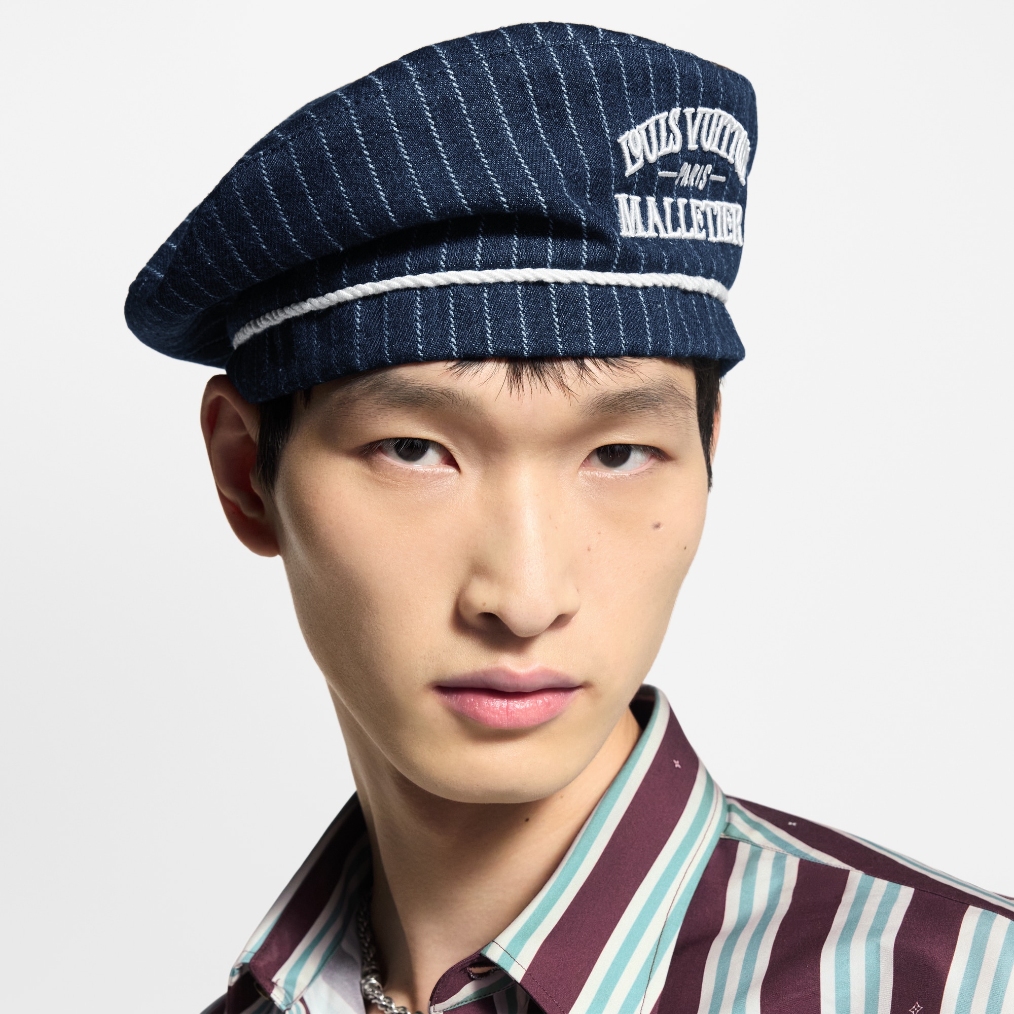 Denim Stripes Beret - Luxury S00 Blue | LOUIS VUITTON