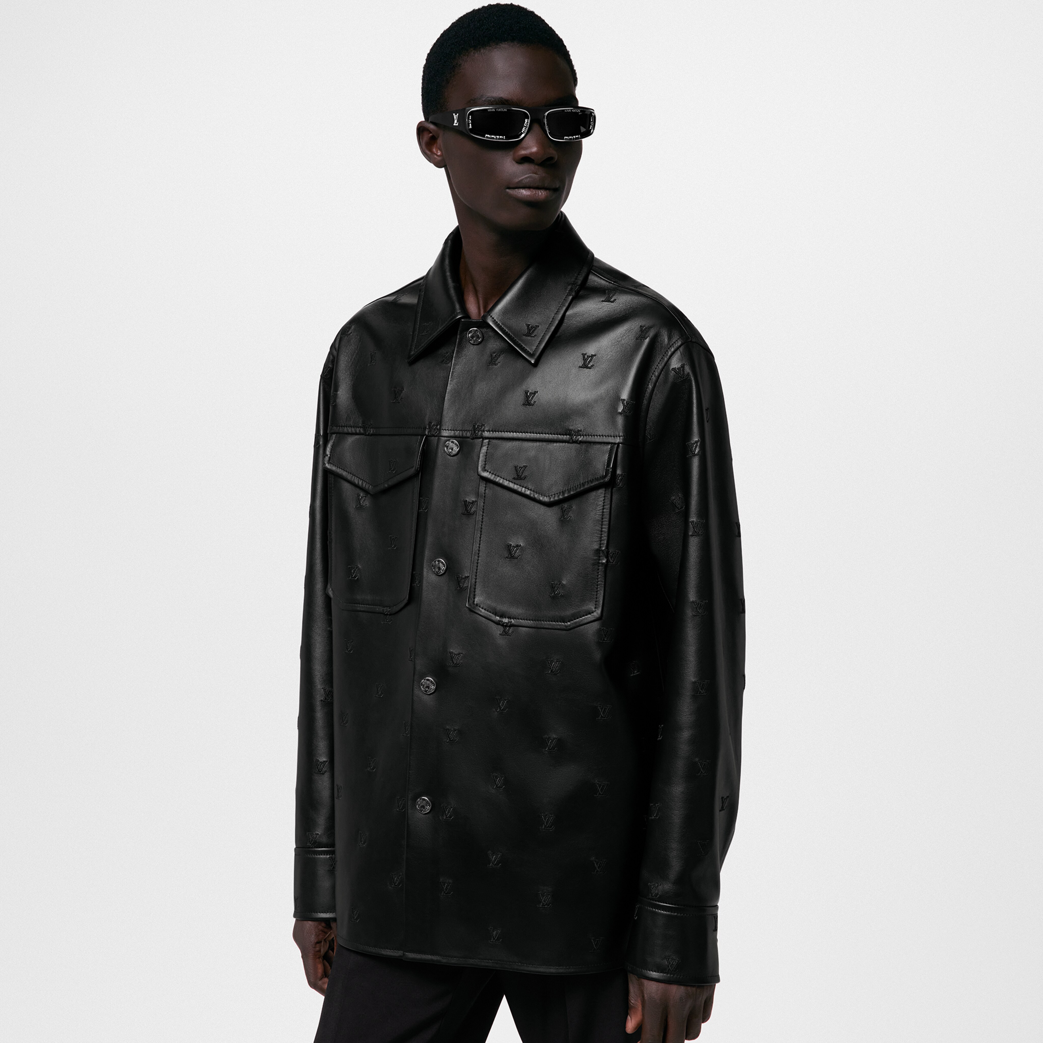 Embroidered Leather Signature Overshirt - Luxury Black | LOUIS VUITTON