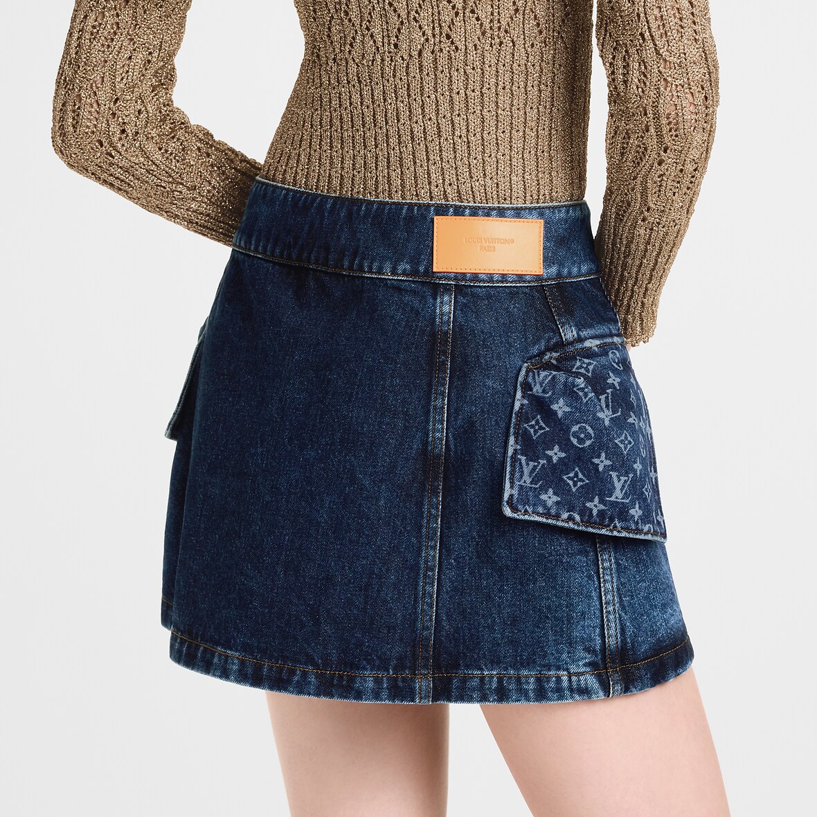 Monogram Accent Raw Denim Mini Skirt - Luxury Blue | LOUIS VUITTON