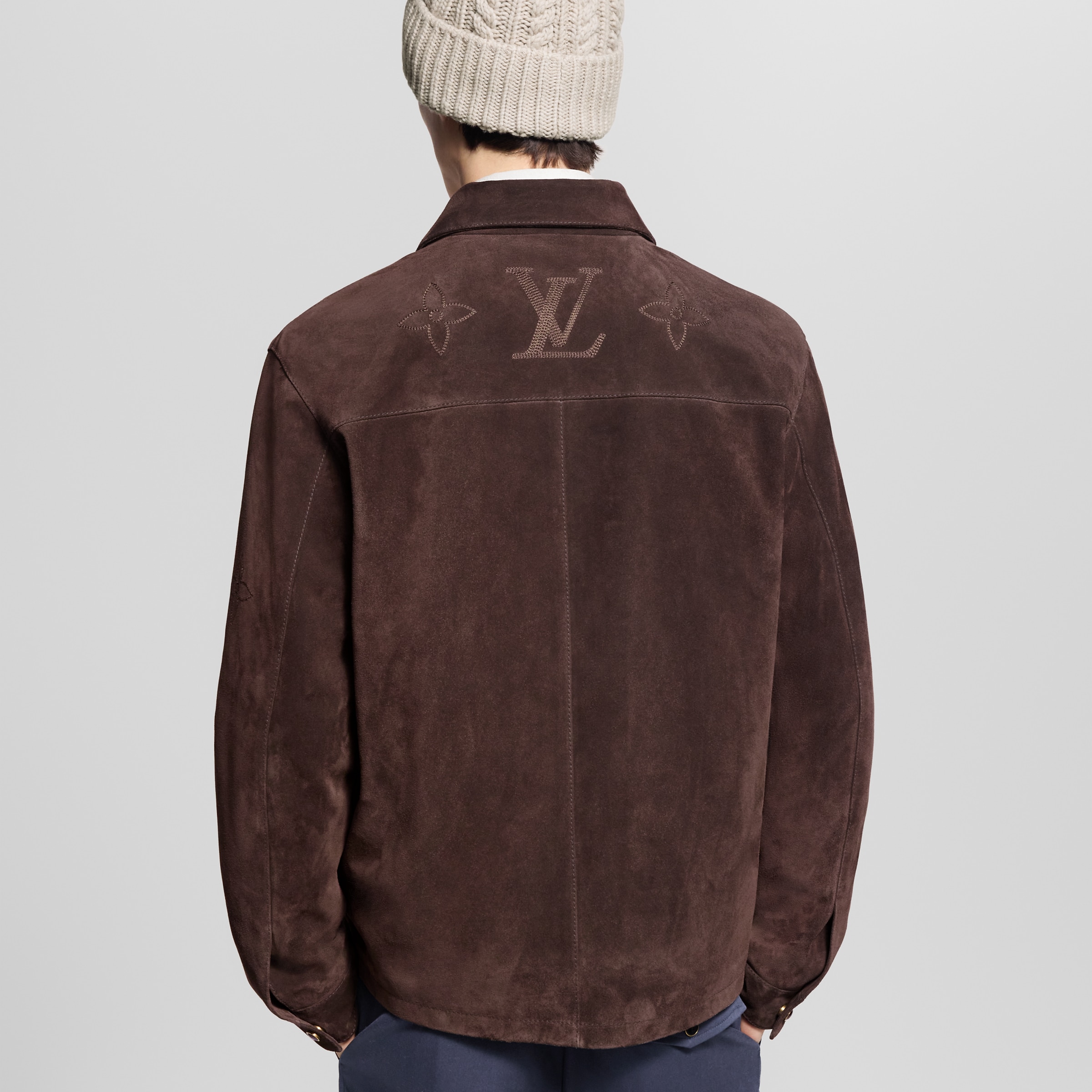 Monogram Embroidered Suede Overshirt - Luxury Brown | LOUIS VUITTON
