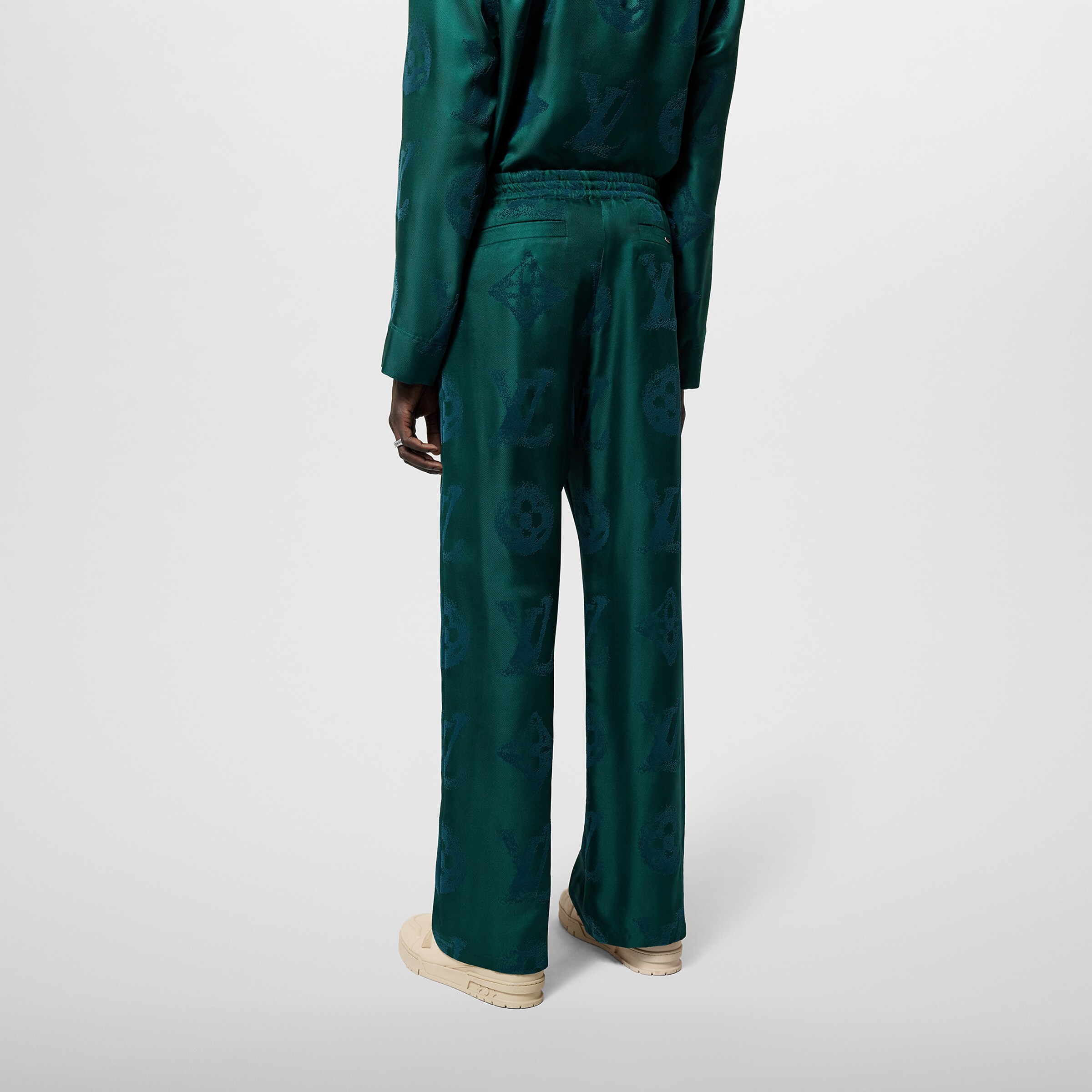 Monogram Flocked Silk Drawstring Trousers - Luxury Green | LOUIS VUITTON