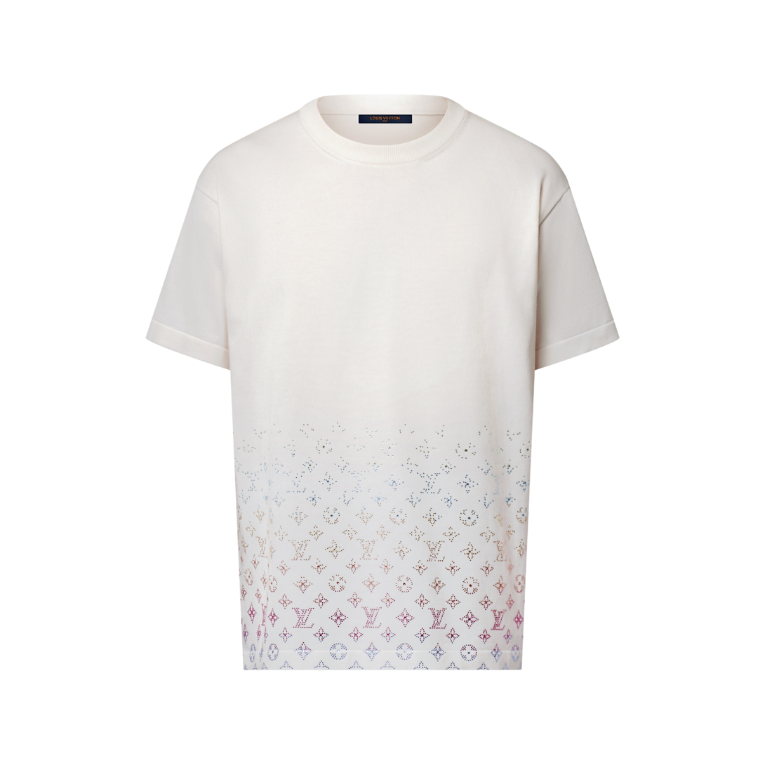 Monogram Gradient Embellished Short-Sleeved Crewneck - Luxury Black ...