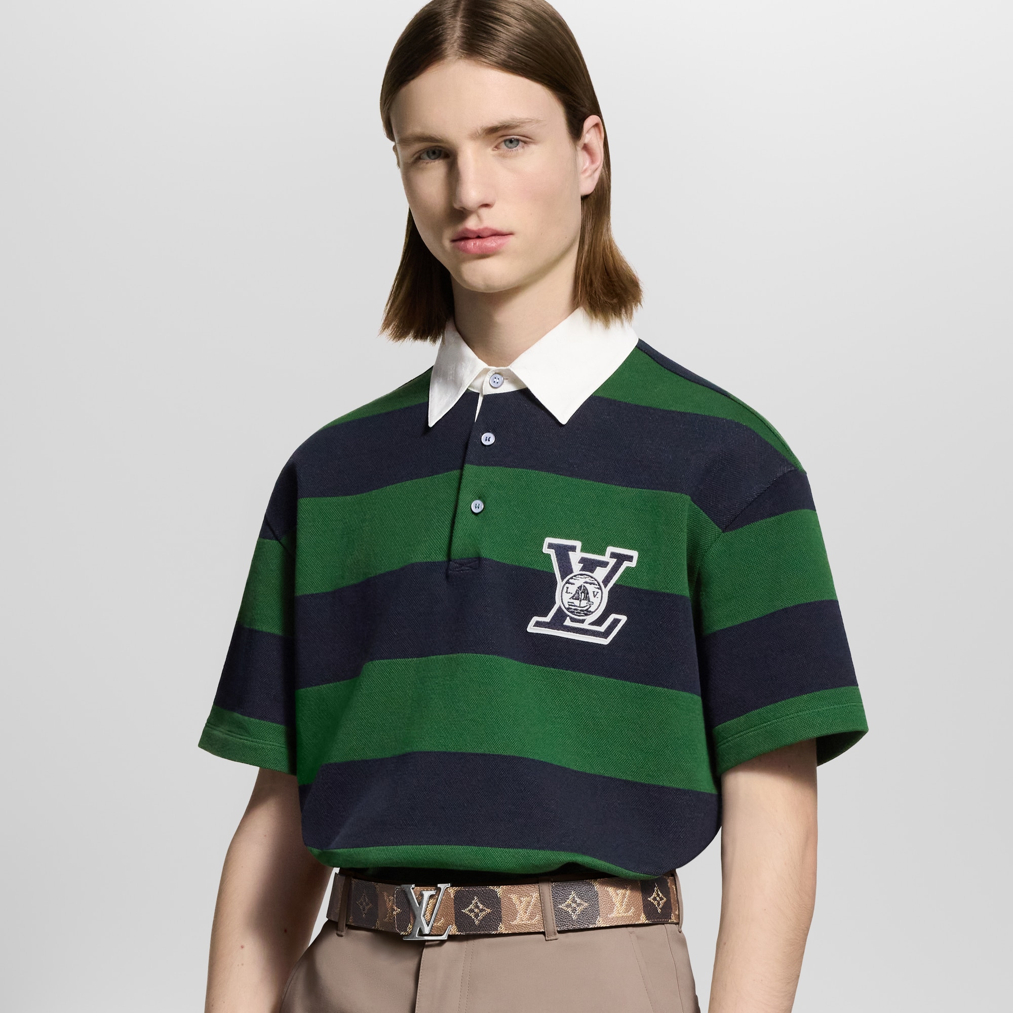 Striped Short-Sleeved Polo Shirt - Luxury Blue | LOUIS VUITTON
