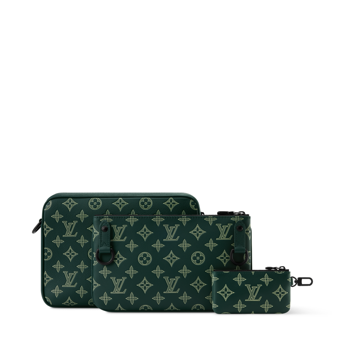 Trio Messenger Bag - Luxury Monogram Shadow Leather Green | LOUIS VUITTON