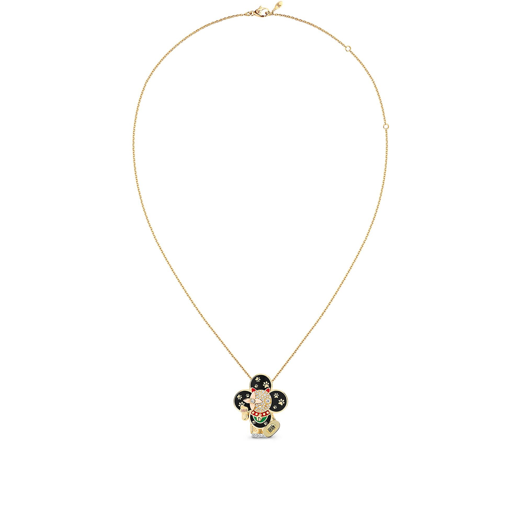 Vivienne Maneki Neko Pendant, 3 Golds, Lacquer & Diamonds - Luxury ...